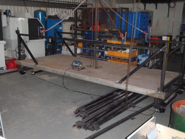 Rolling platform gantry on steel track – Safire Associates